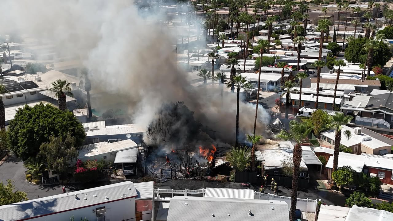 Two fires strike Palm Springs Saturday, damaging mobile homes ...